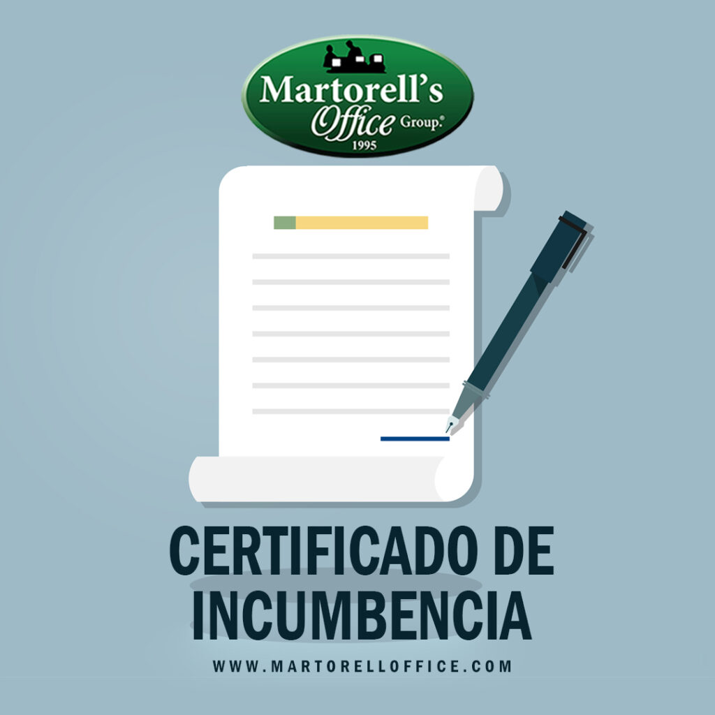 CERTIFICATE OF INCUMBENCY - MARTORELL OFFICE