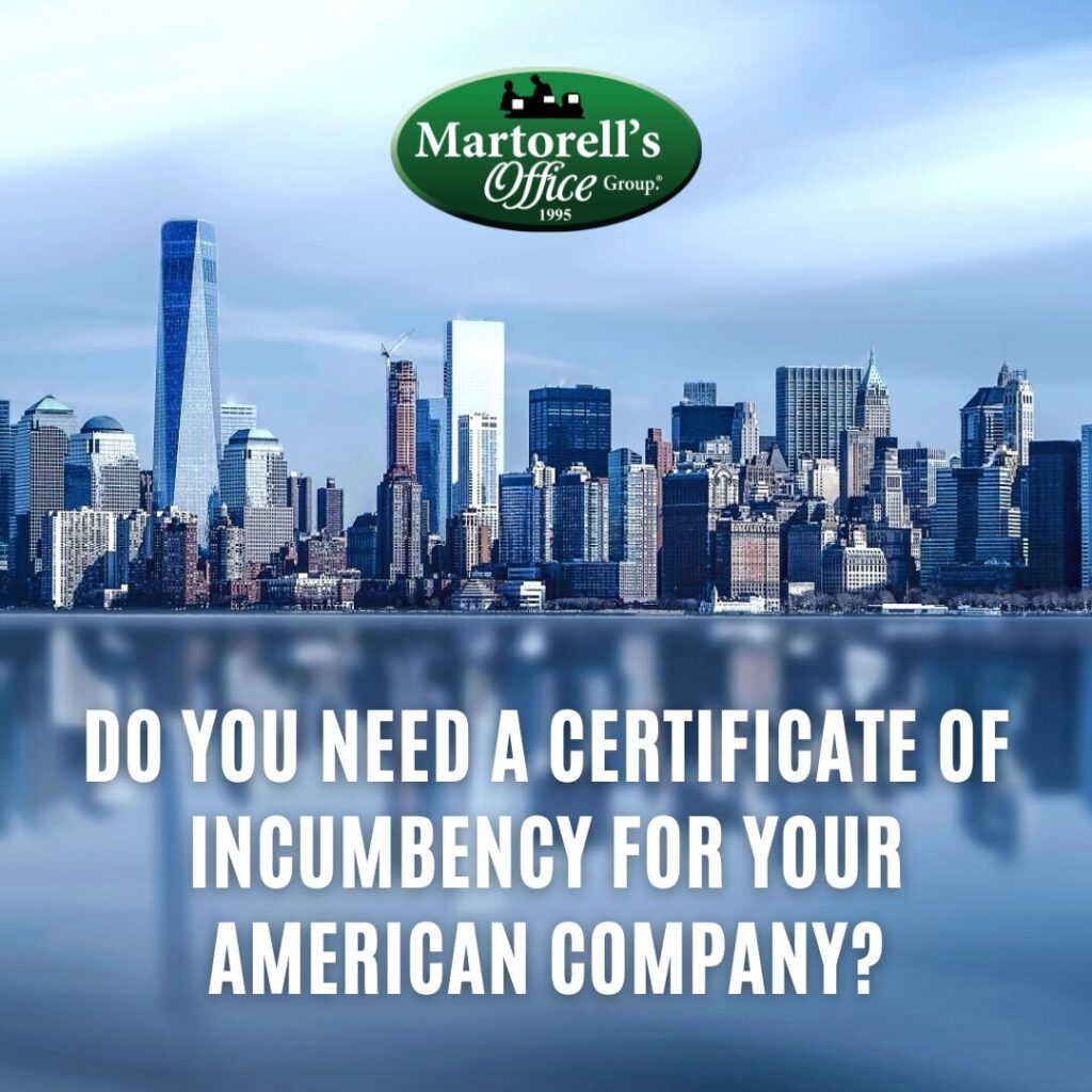 CERTIFICATE OF INCUMBENCY - Martorell Office